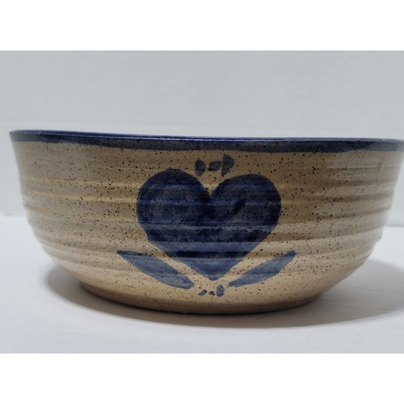 Unmarked | Dining | Vintage Blue Heart Pottery Mixing Bowl Hand Painted ...